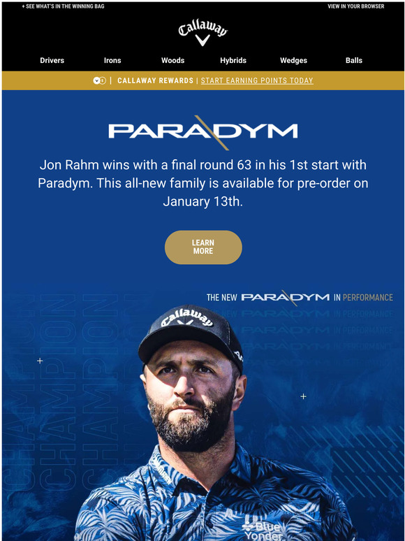 Callaway Golf: Jon Rahm Wins With Paradym In His First Start | Milled