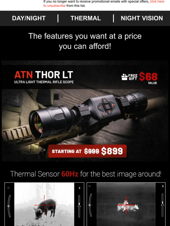 ATN: Ultra Light Thermal Scope w/ 10+hrs Long-Lasting Battery | Milled