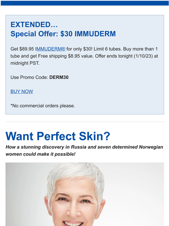 Immunocorp: $30 IMMUDERM®—EXTENDED! | Milled