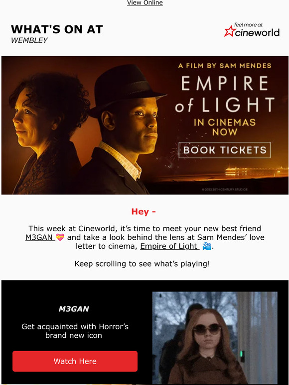 Cineworld: What’s On: M3GAN, Empire of Light & more! 💝 📽 | Milled
