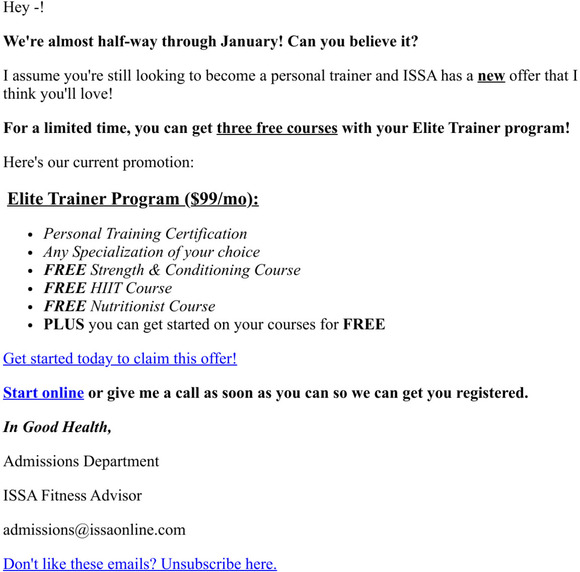 ISSA: For You: A New Offer on ISSA's Elite Trainer Program! | Milled