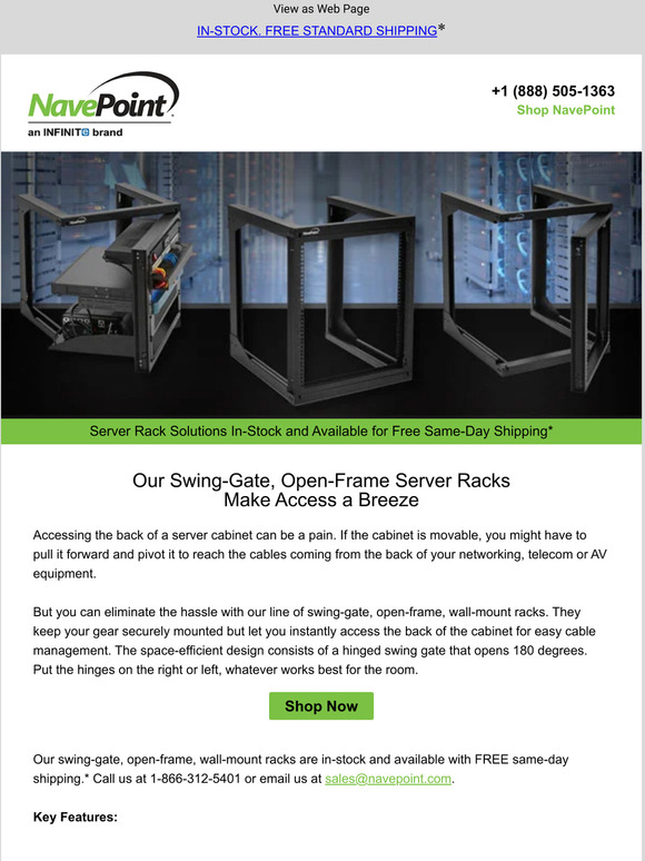 NavePoint: Server Access a Pain? Try Swing-Gate Open-Frame Racks! | Milled