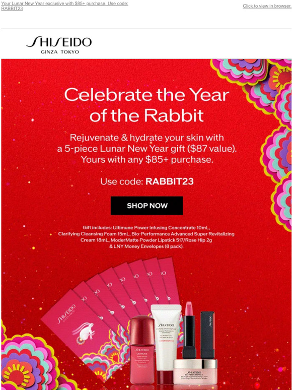 Shiseido: Celebrate the Year of the Rabbit with our 5-Piece Gift | Milled