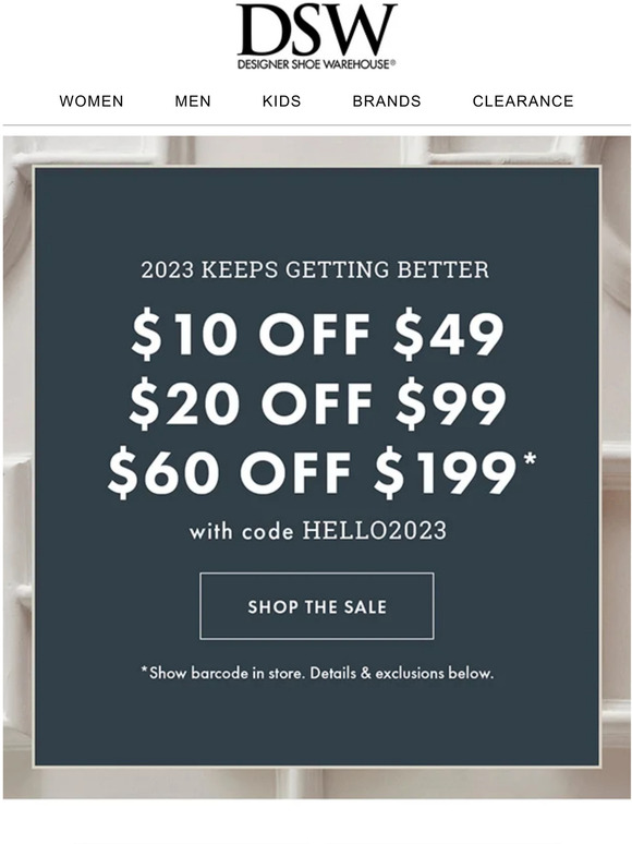 DSW: Say hello to 2023 with $10 off (!) | Milled