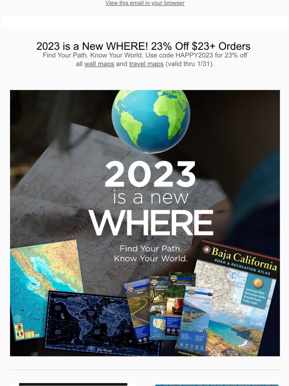 Maps: 2023 is a New WHERE! 23% Off $23+ Orders (valid thru 1/31) | Milled