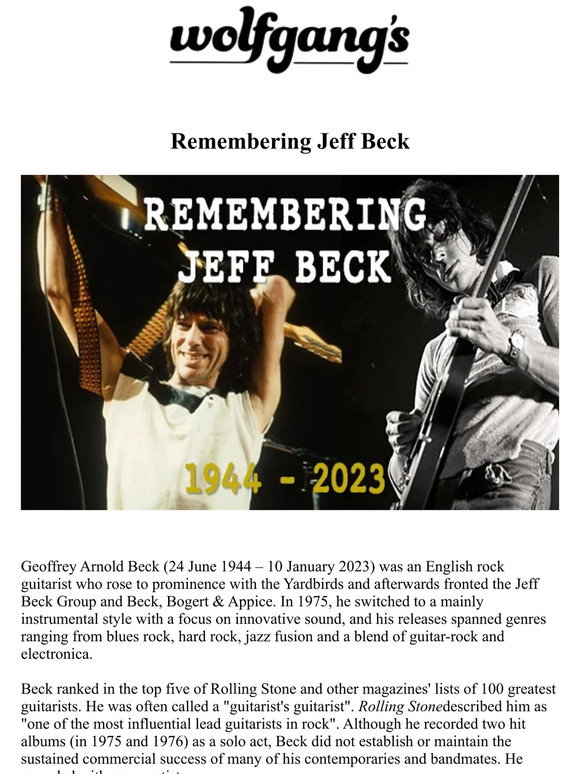 Wolfgang's Vault: ⚡REMEMBERING JEFF BECK | Milled
