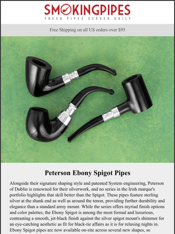 Smokingpipes: Peterson Ebony Spigot Pipes | Formal Luxury ...