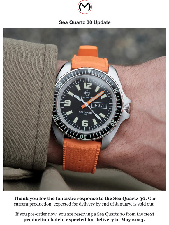Momentum Watch: Sea Quartz 30 Update: First Batch Sold Out, Second ...