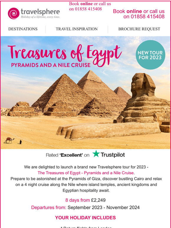 Travelsphere: NEW FOR 2023! The Treasures of Egypt - Pyramids and a ...