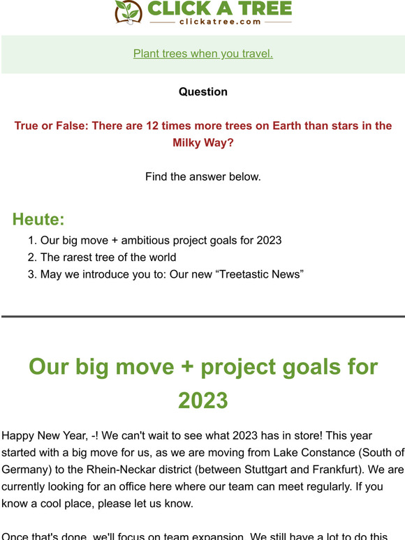 Click A Tree: Check this out: Our goals for 2023, the rarest tree in ...