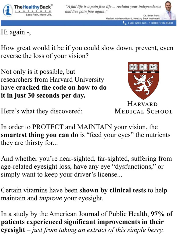 Healthy Back Institute: “Harvard Berry” Helps You Ace Your Next Eye Exam | Milled