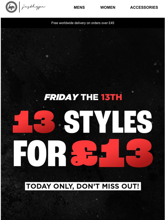 Hype: This Friday 13th get 13 Styles for ONLY £13 💰 | Milled