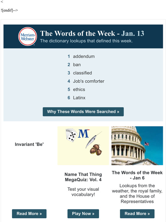 Merriam-Webster: Words of the Week: addendum, ban, and more | Milled