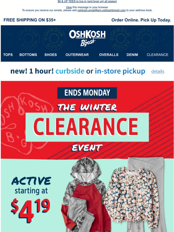 OshKosh B'gosh: 🏃‍♂️ Active styles from $4.19? Score even MORE with the ...