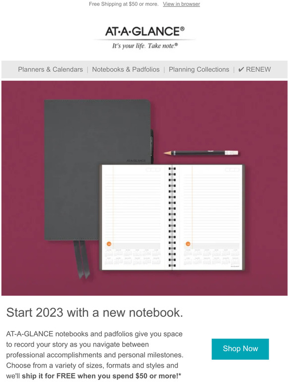 AT-A-GLANCE: Write your success in 2023 with AT-A-GLANCE notebooks | Milled