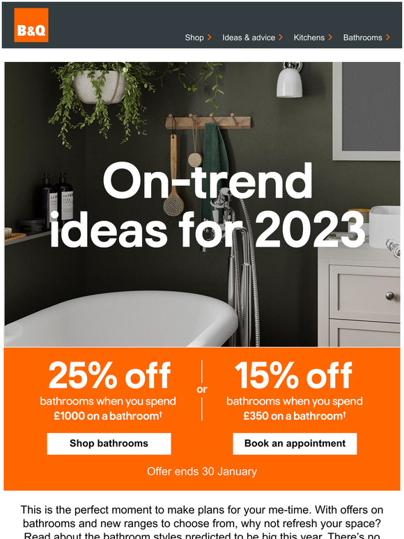 B&Q: Bathrooms: new trends, new deals | Milled
