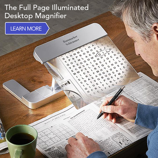 Hammacher Schlemmer: The Full Page Illuminated Desktop Magnifier | Milled