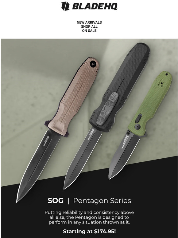 Blade HQ: SOG Pentagon Series: Autos, OTFs, & Fixed! | Milled