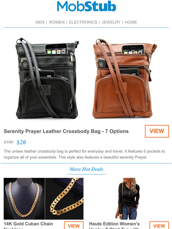 Mobstub: Serenity Prayer Leather Crossbody Bag | Milled