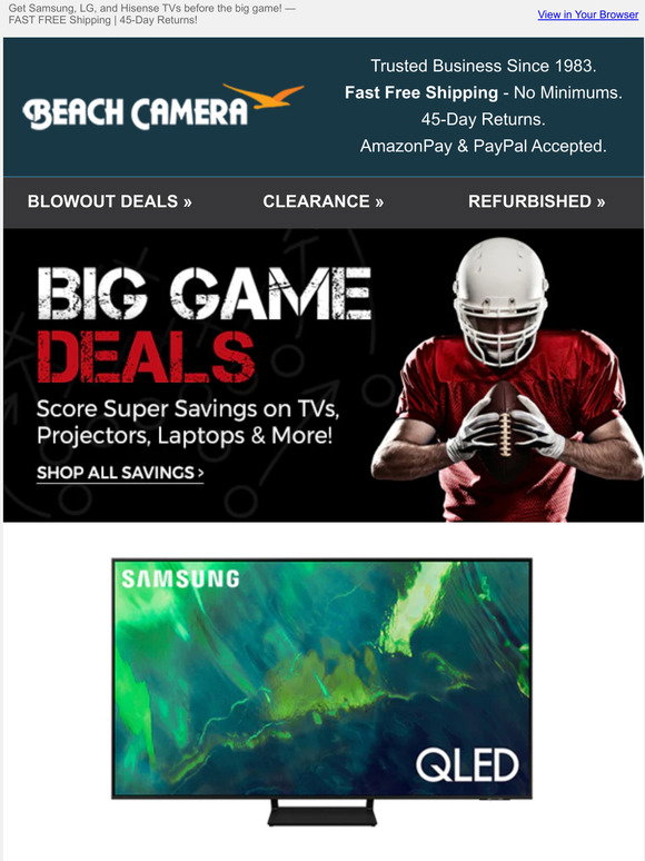 Beach Camera: 🏈Big Game Deals on TVs & Top Sellers! | Milled