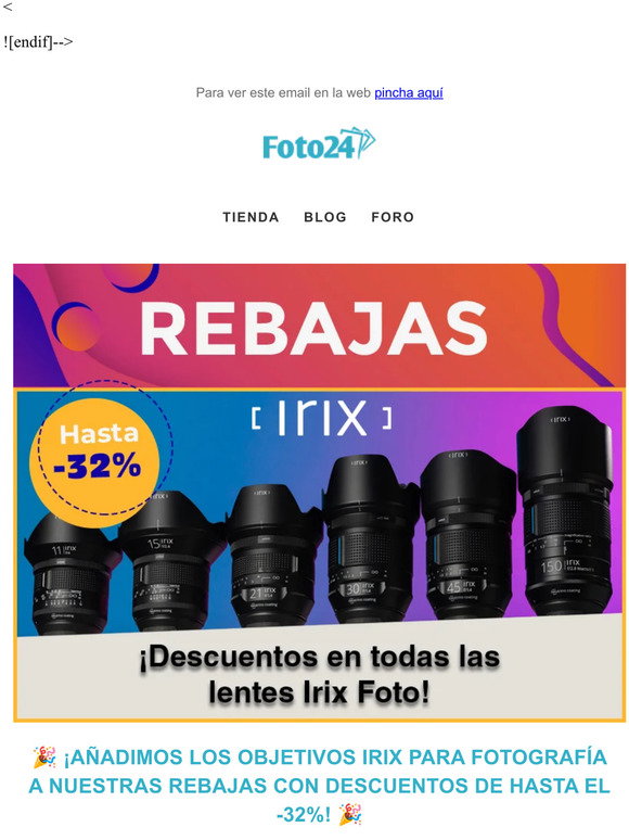 Foto24: 🔊 Irix Foto: ¡Descuentos de hasta el -32% en todos los ...