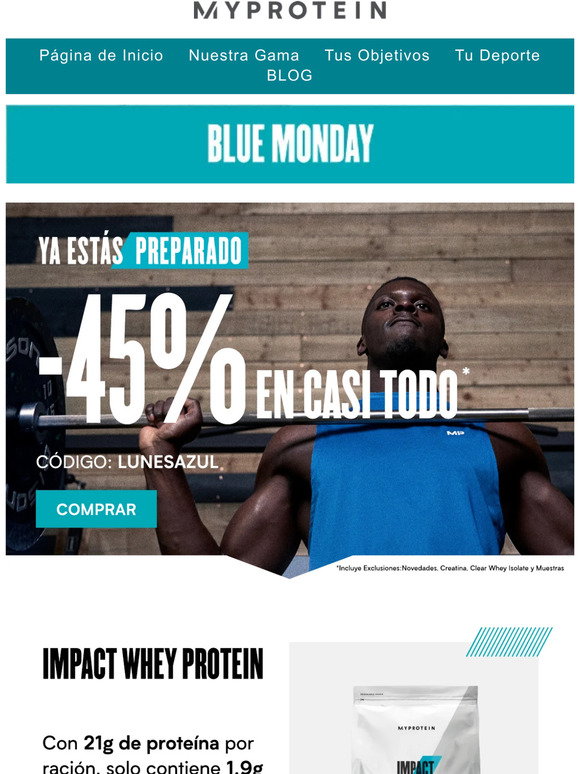 Myprotein: 🔵 BLUE MONDAY 🔵 -45% En Casi TODO | Milled