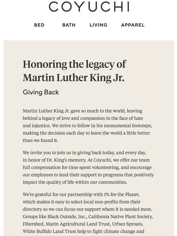 Coyuchi: A day for giving back | Milled