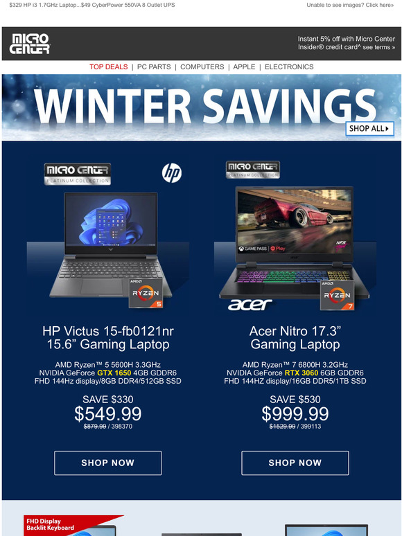 Micro Center: $549 HP Victus GTX 1650 Gaming Laptop! $129 Dell 27 ...