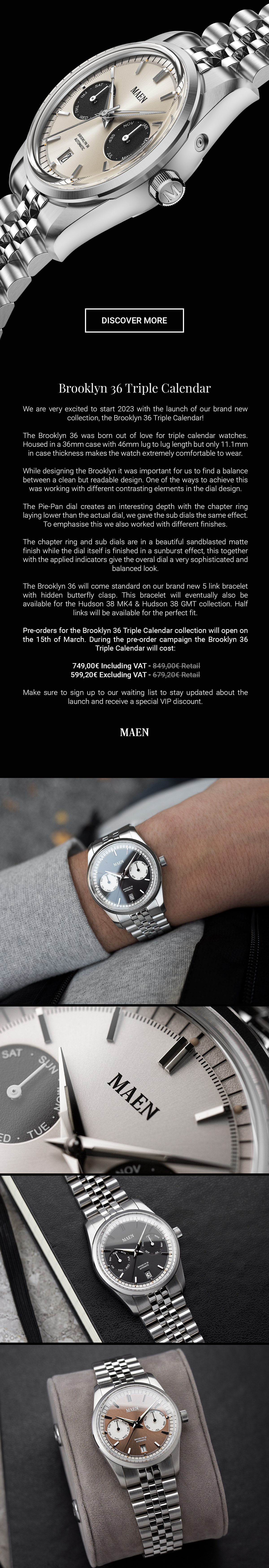 MAEN Watches: Introducing - Brooklyn 36 Triple Calendar | Milled
