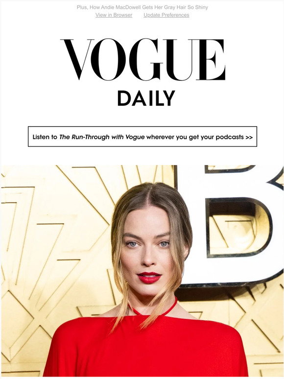 Vogue: Margot Robbie Marks a New Style Direction in Red Hot Valentino ...