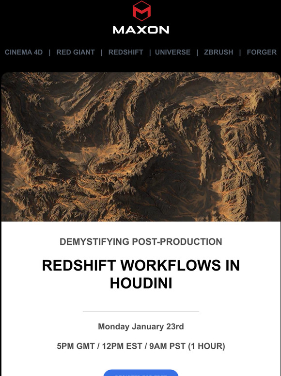 Maxon: ️FREE TRAINING | Mondays in January - Demystifying Post Production: Redshift Workflows in ...