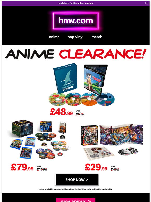 HMV: Anime Sale!! /// New Anime!!! /// Anime Gaming!!! | Milled