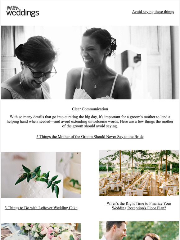 Martha Stewart Weddings: 5 Things the Mother of the Groom Should Never ...