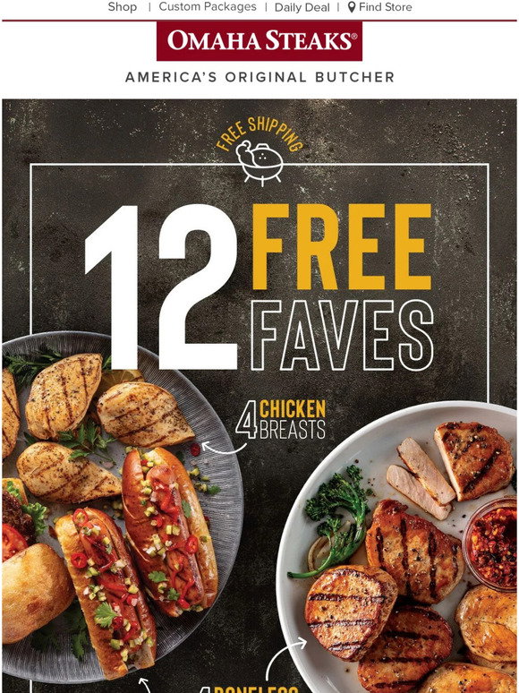 Omaha Steaks: Today: FREE pork chops, chicken, & franks! | Milled
