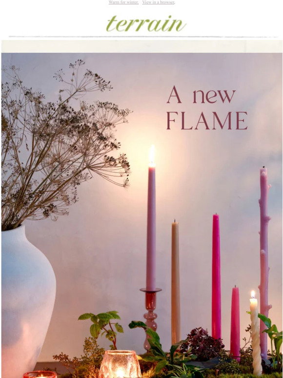 Terrain: Colorful taper candles for a cozy glow. | Milled