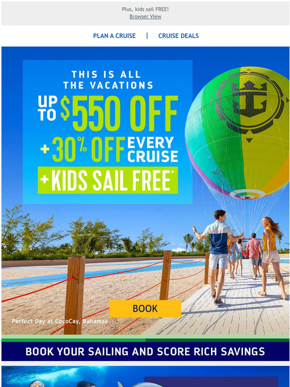 Royal Caribbean: Save up to $550 + 30% off your travel crew on your ...