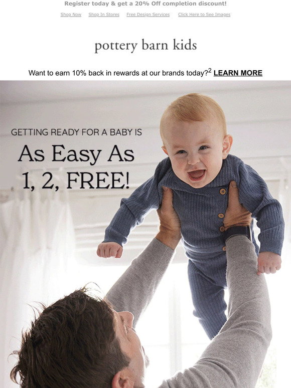 Pottery Barn Kids: Getting ready for baby is as easy as 1, 2, FREE 🎉 ...