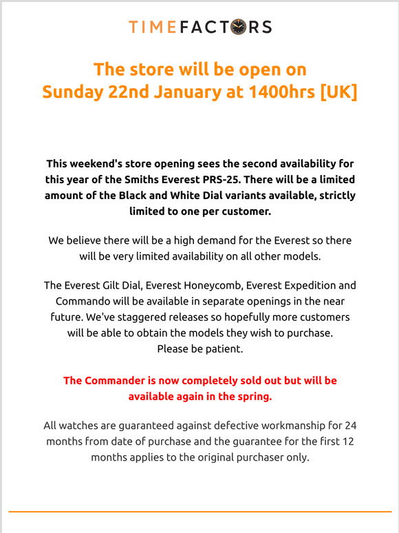 Precista: Time Factors Website Store opening - Smiths Everest PRS-25 ...