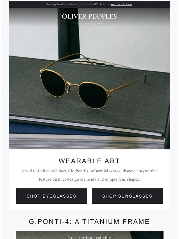 Oliver Peoples Eyewear: Discover Gio Ponti Sun and Optical Styles | Milled