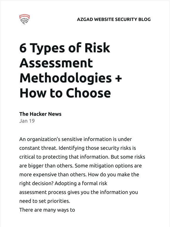 AZGAD Security: [New post] 6 Types of Risk Assessment Methodologies ...