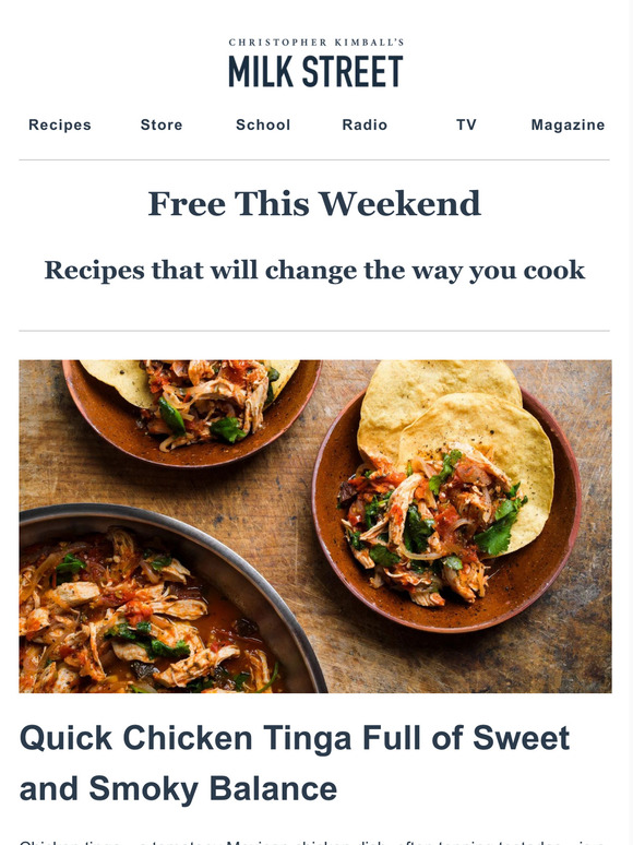 Milk Street Kitchen: Quick, Smoky Chicken Tinga and Polish-Style ...