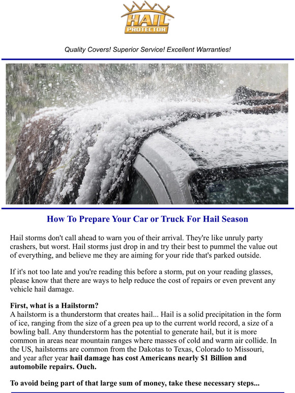 Hail Protector: ⛈️ Prepare For Hail & Prevent $1000s of Vehicle Damage ...