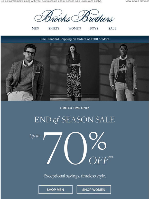 Brooks Brothers: "Thanks, it's new." Up to 70% off wear-now styles ...