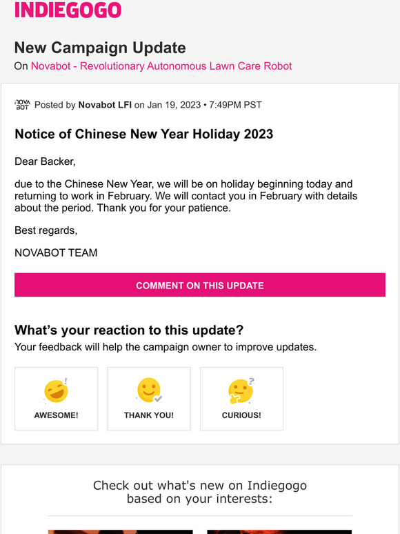 Indiegogo: 📢 Update #34 from Novabot - Revolutionary Autonomous Lawn ...