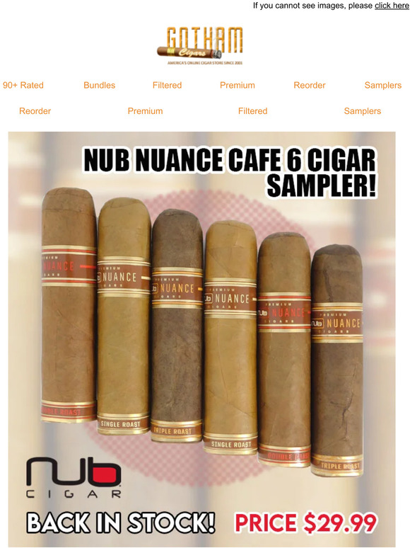 Gotham Cigars: Nub Nuance Cafe 6 Cigar Sampler Back in Stock! | Milled
