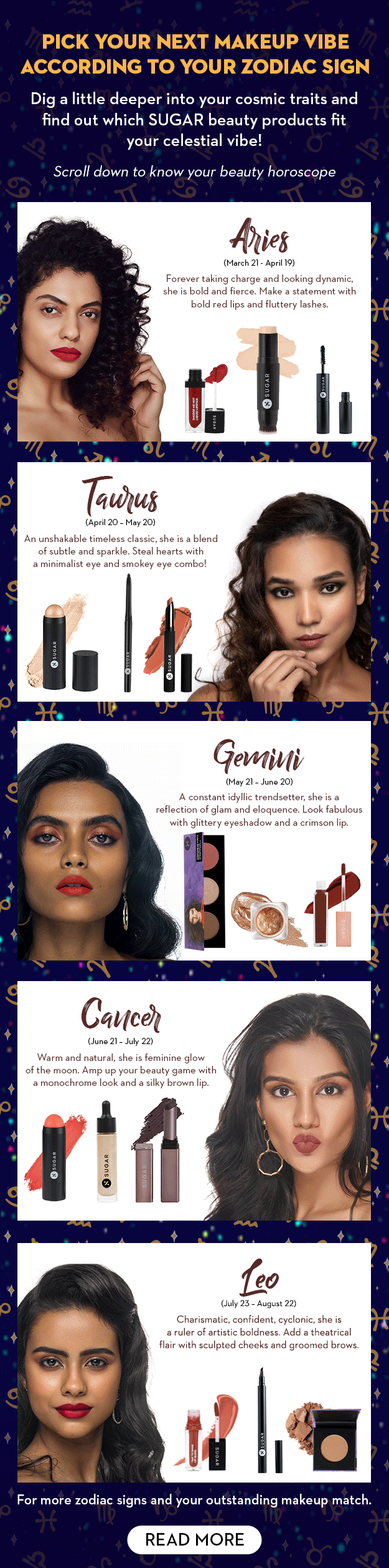 SUGAR Cosmetics: The Perfect Zodiac Sign Makeup Looks | Milled