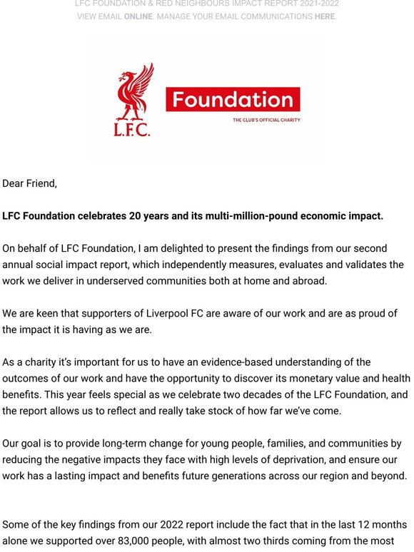 Liverpool FC: LFC Foundation celebrates 20 years and its multi-million ...