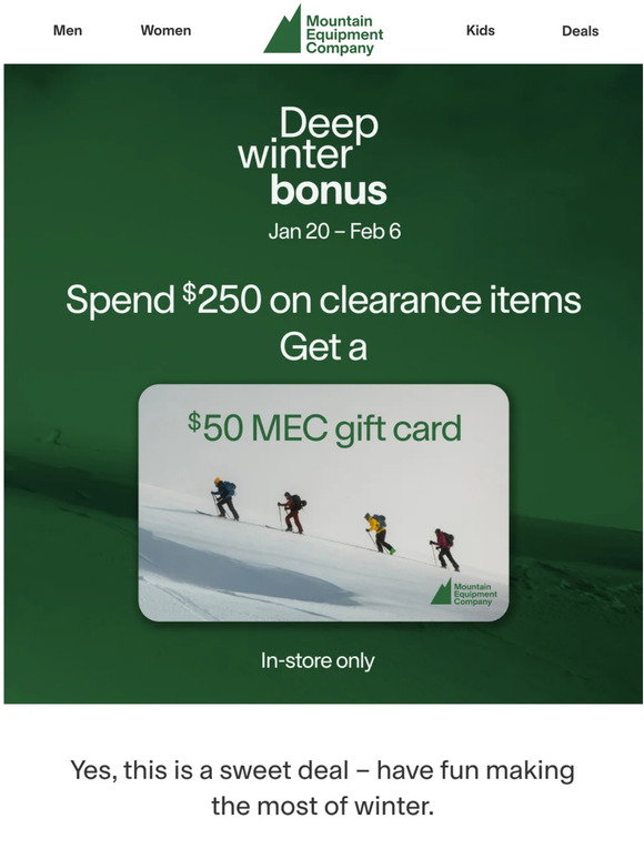 Mountain Equipment Company: Want a $50 MEC gift card? | Milled