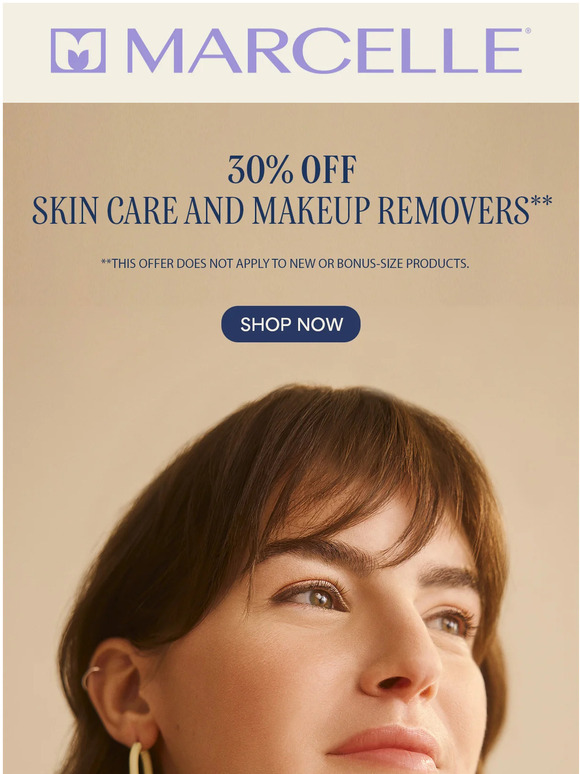 Marcelle: 30% off skin care and makeup removers | Milled