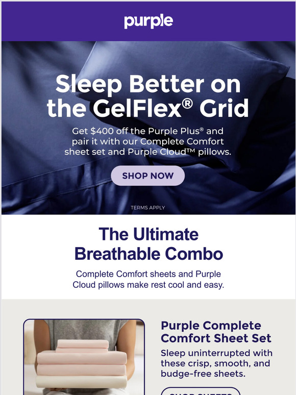 Purple: $400 off Purple Plus. | Milled